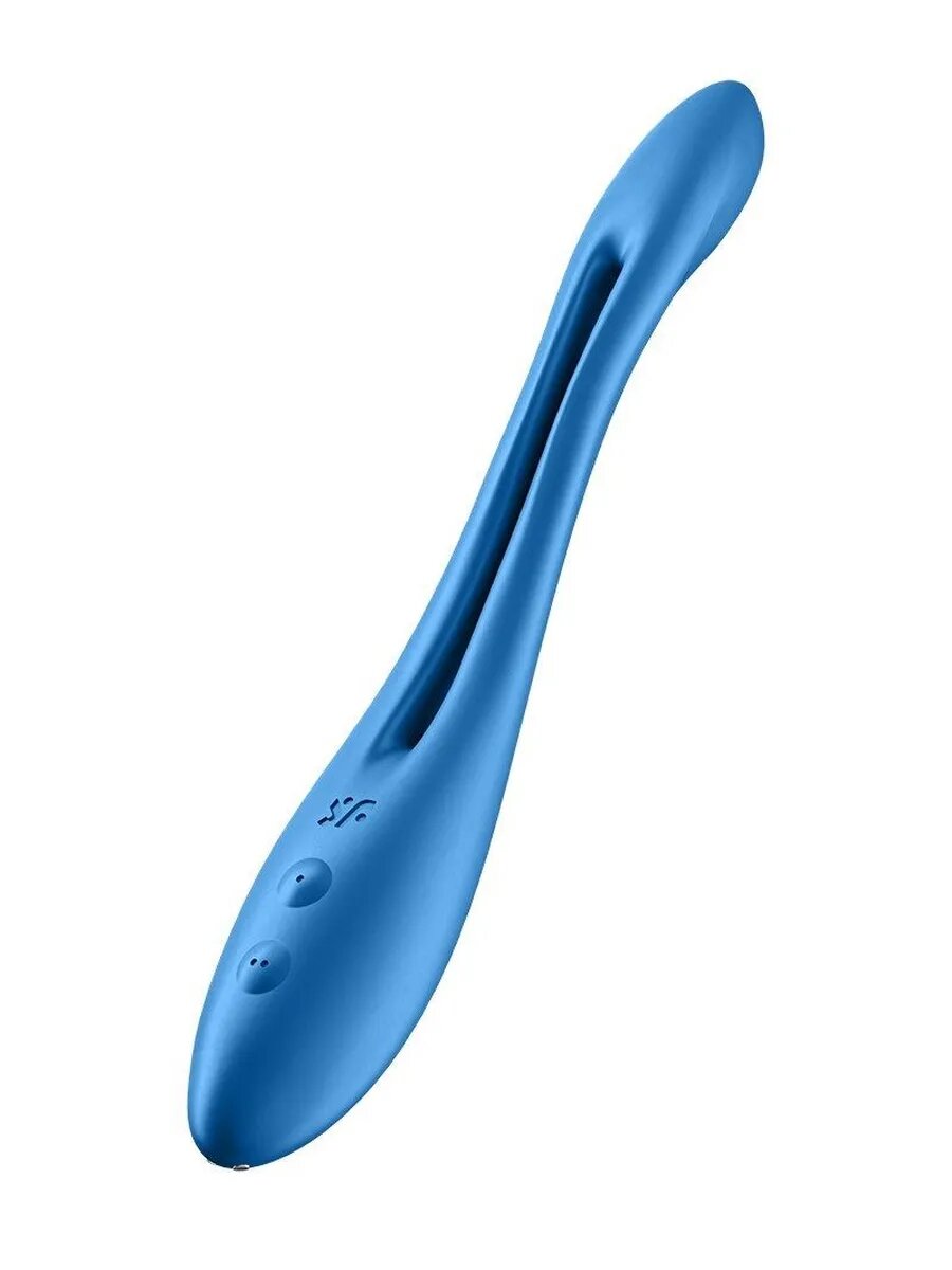 Синий многофункциональный вибратор для пар Satisfyer Elastic