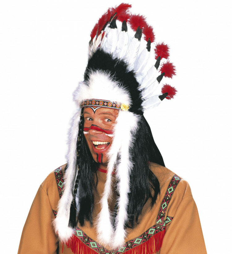 Перья индейский вождь 3305B (перья, картон, резинка), без размера