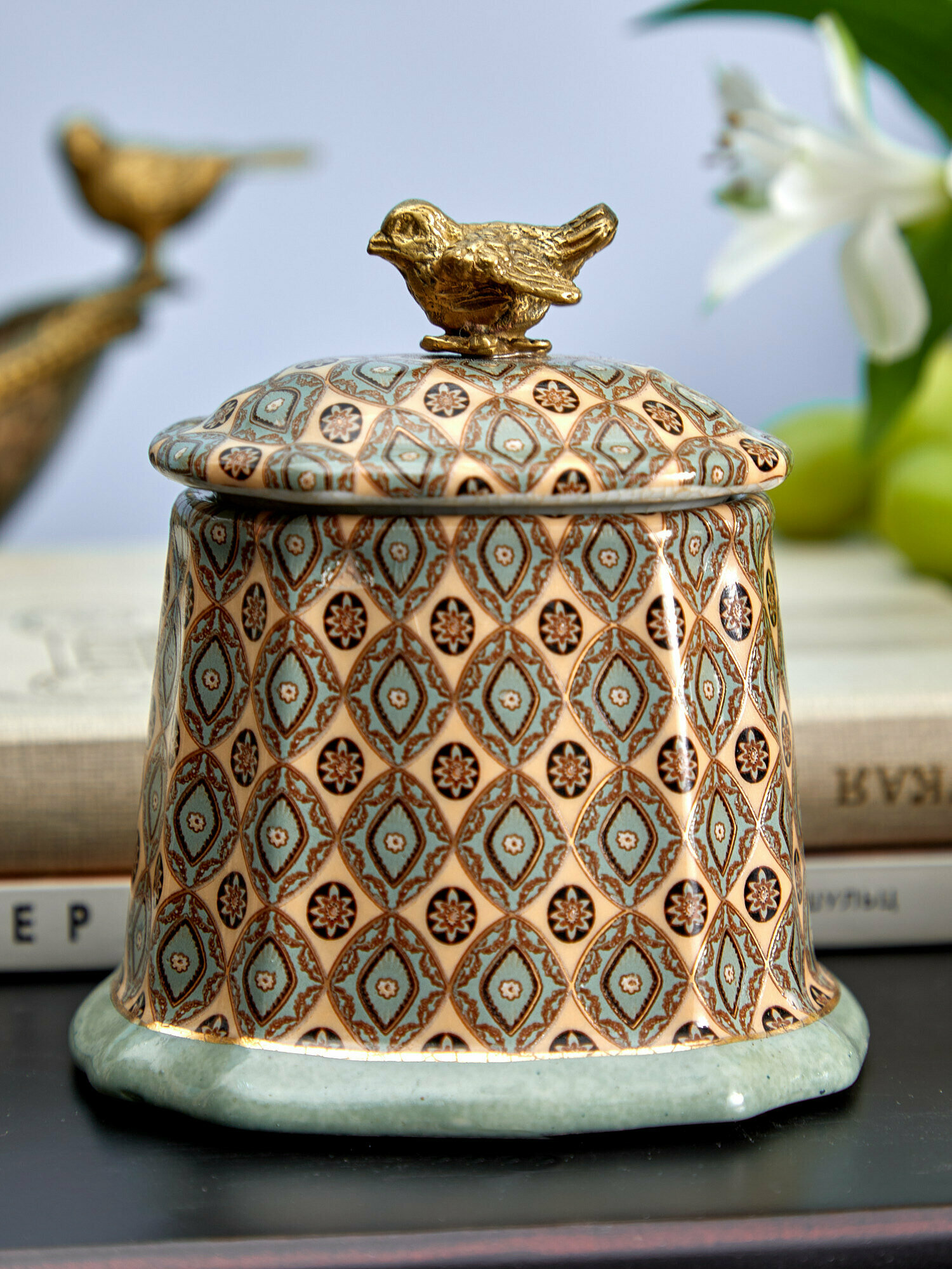 31G0054/J693C/X3497E Шкатулка 10x9x11см, Фарфор, бронза, Glasar