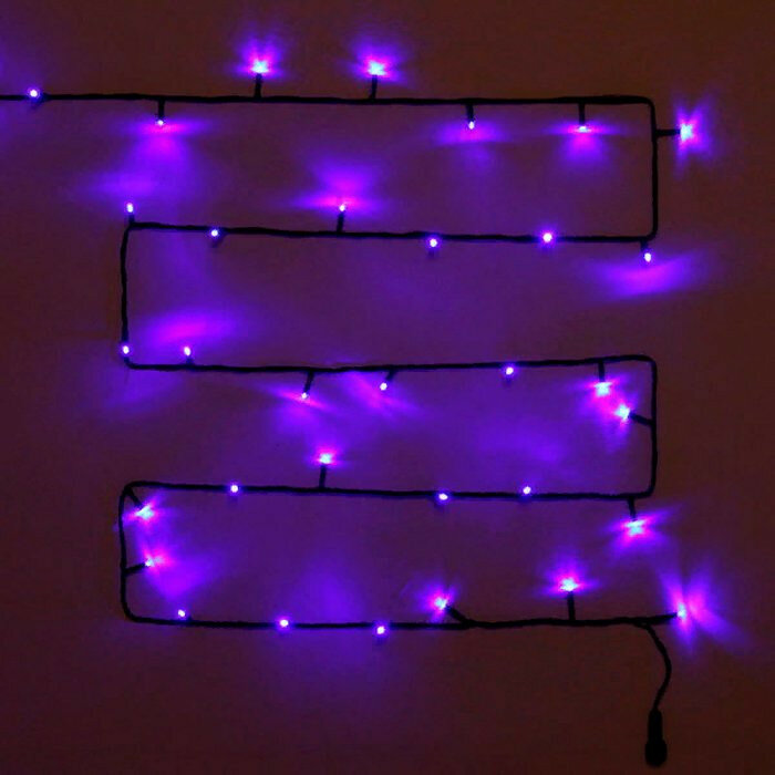 Гирлянда электрическая уличная точечная 07м 80LED цвет синий (темный провод) 8режимов артемный 183-129