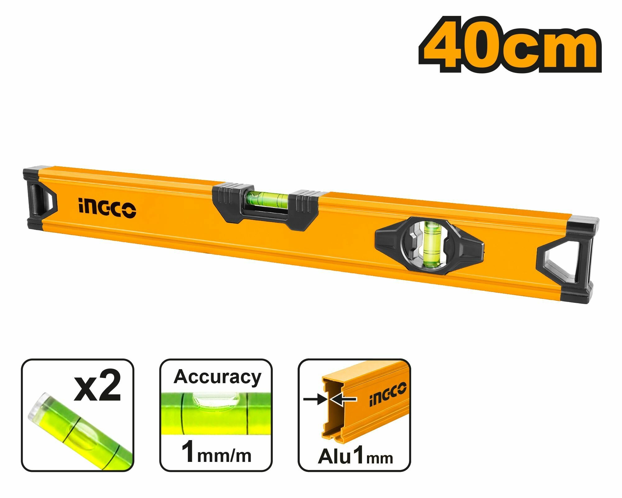 Строительный алюминиевый уровень INGCO HSL58040 40 см