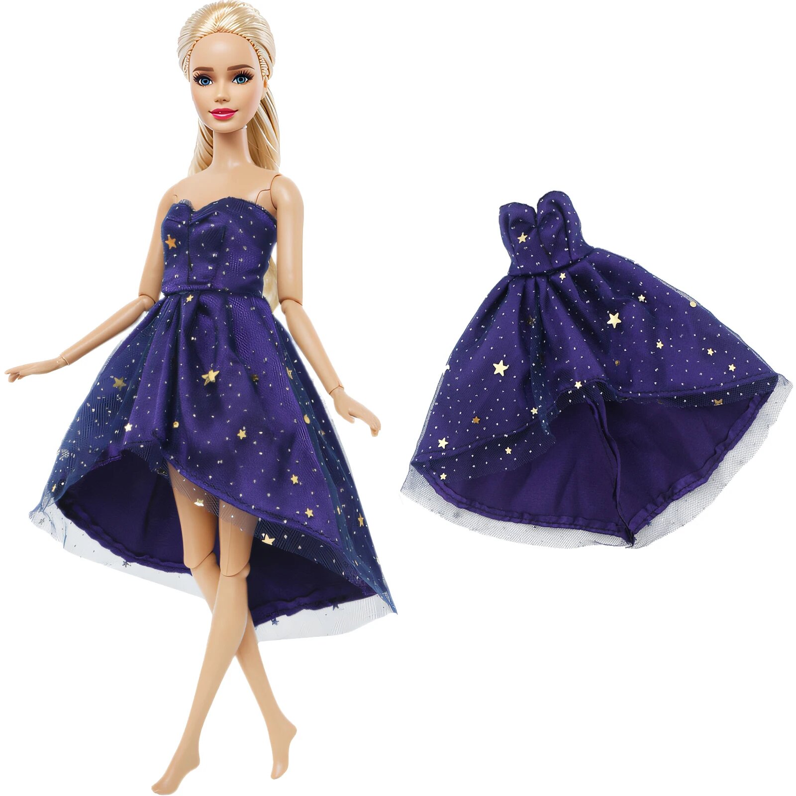 Платье для куклы Barbie, NO.J, темно-синее с звездами