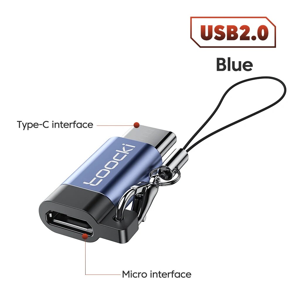 Toocki USB 2.0 Type-C - Micro адаптер, синий