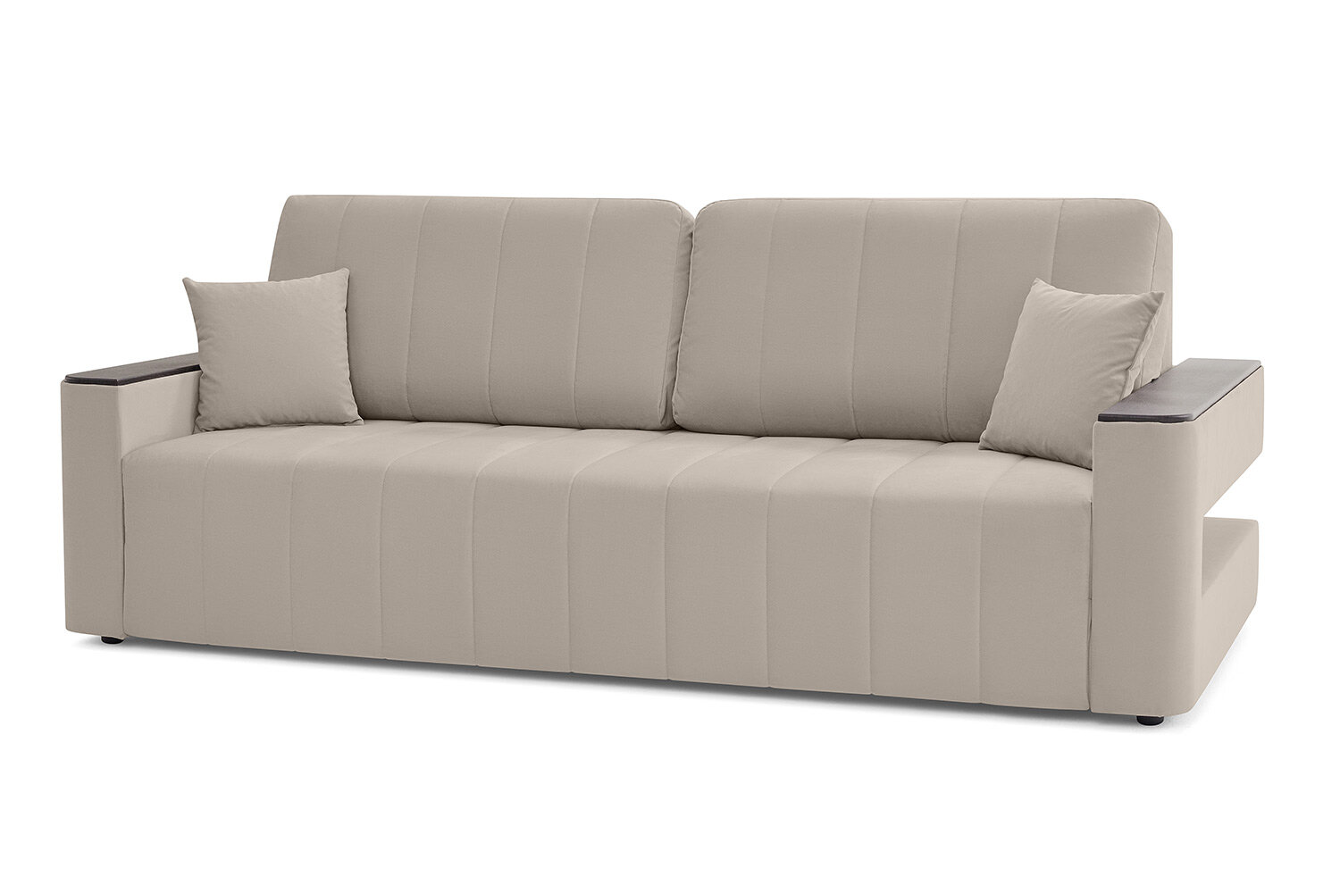 Диван-кровать DREAMART Дакота, обивка велюр, жесткие подлокотники, цвет кремовый