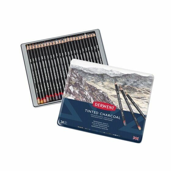 Набор карандашей Derwent Tinted Charcoal 24цветов