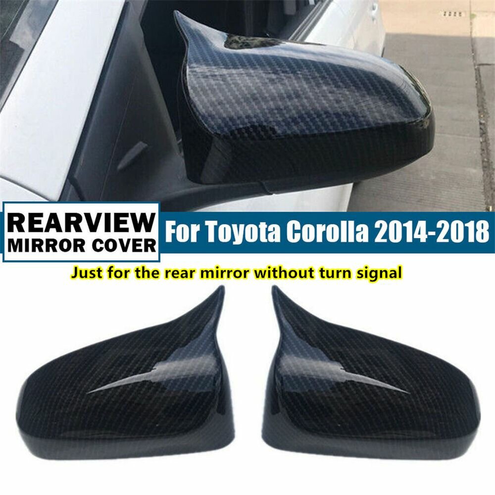 Накладки на боковые зеркала заднего вида Toyota Corolla 2014-2018 с имитацией карбона, в форме бычьего рога