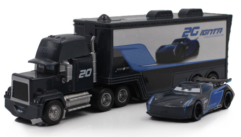 Машинка трейлер Мак Хаулер из мультфильма "Тачки" + металлическая модель Молния МакКуин трейлер+маленькая машина Черная Буря