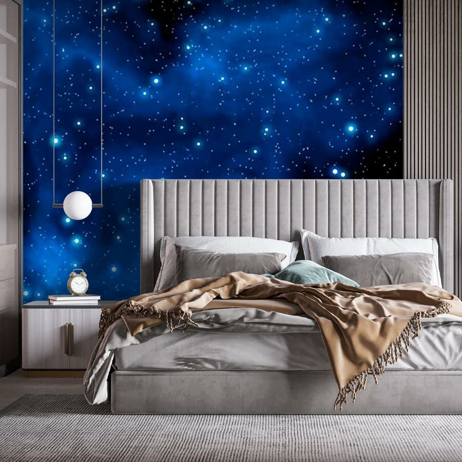 Фотообои Карта звездного неба и мерцающие звезды 9-372-L-Флок 270 x 400 см (ВхШ) Бесшовные, флизелиновые, влагостойкие обои