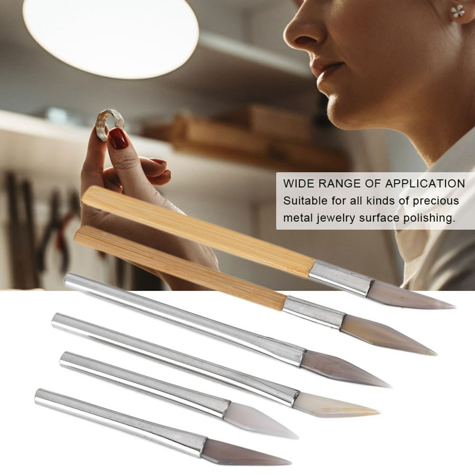 Набор полировщиков для агата с ножом, инструменты для полировки, резьба по драгоценному металлу с железной ручкой из бамбука