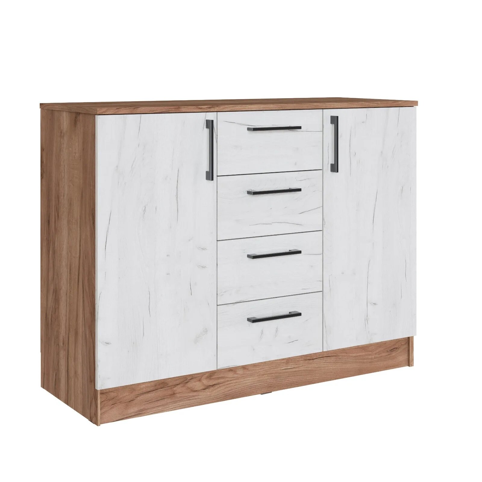 Комод «Вегас», дуб крафт табачный/дуб крафт белый (1102х434х850)