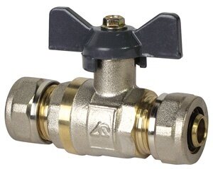 Кран шаровой AQUALINK для металлопластиковых труб, цанга-цанга, 20х20, бабочка