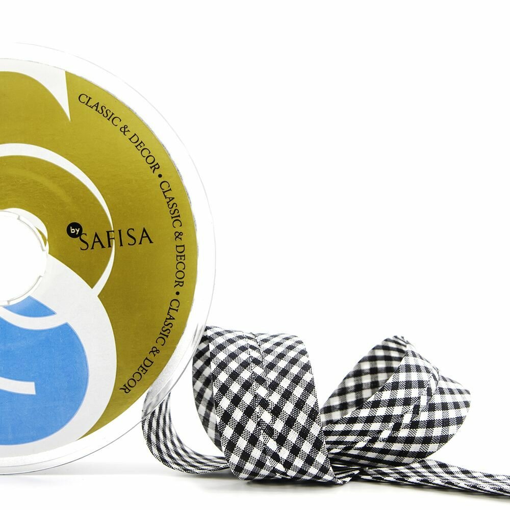 Косая бейка SAFISA С рисунком, 30 мм, 25 м, цвет 01, Черный