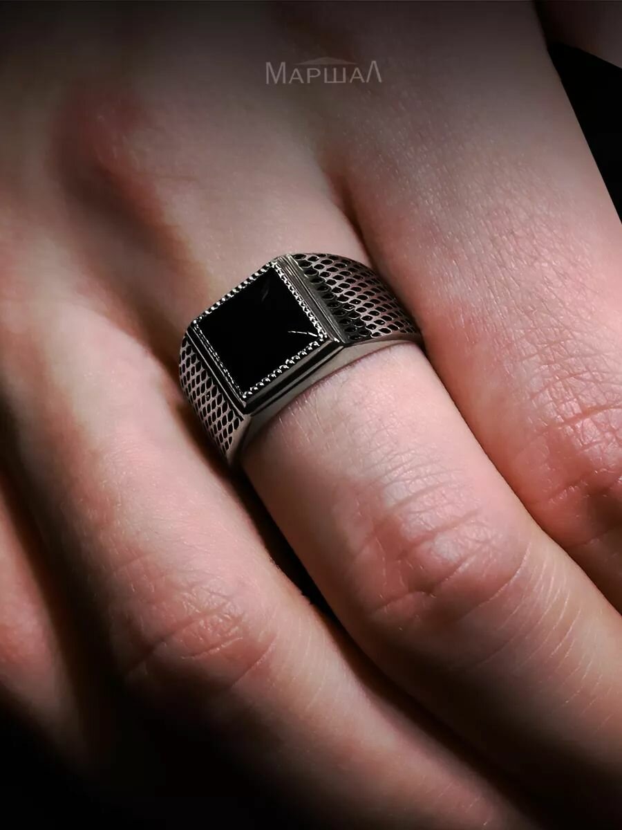 Печатка, серебро, 925 проба, родирование, агат