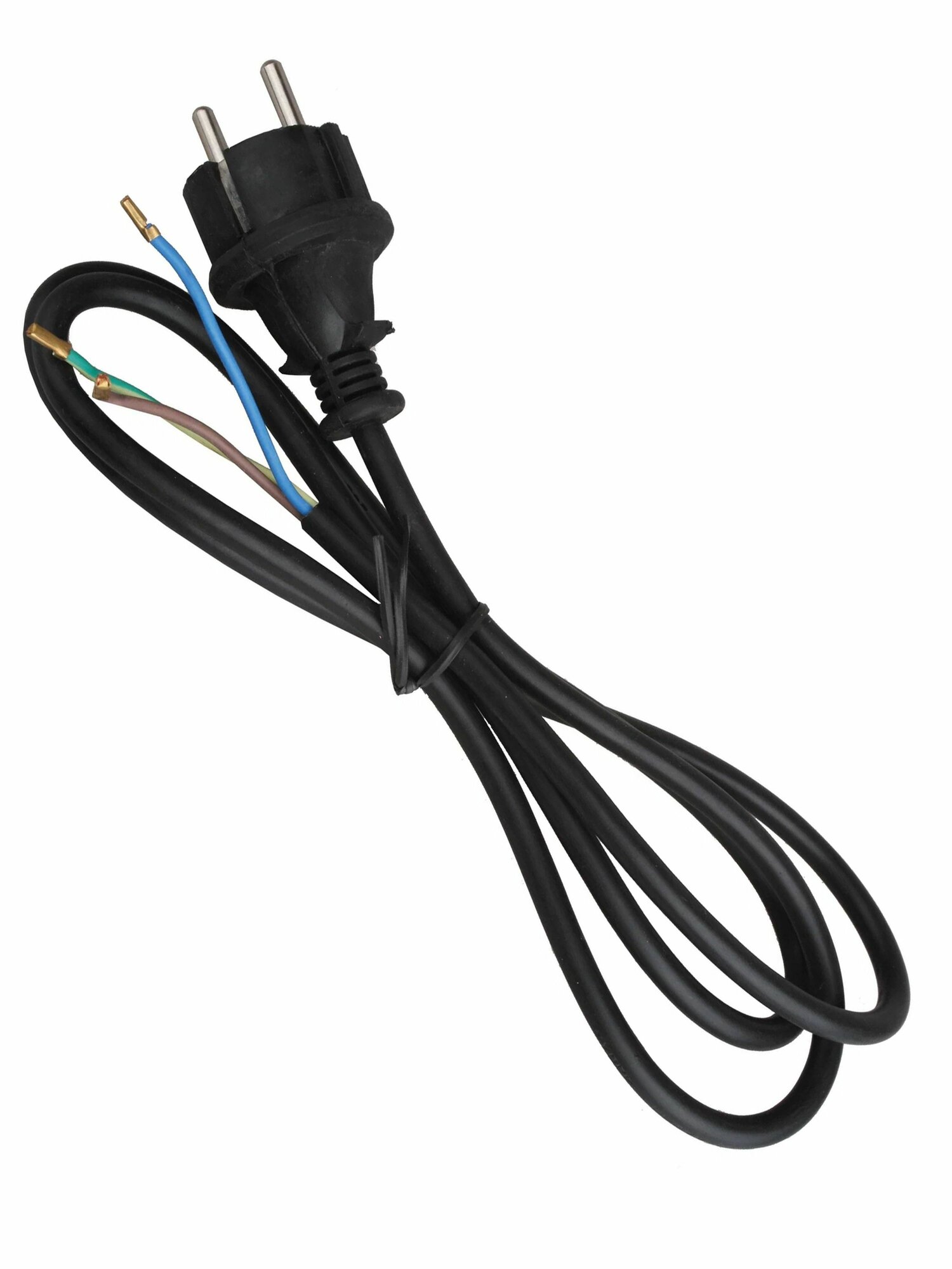 Сетевой кабель (шнур) для электроинструментов с ПВХ изоляцией, состоящий из двух медных жил с сечением 1,5 мм, длина - 2,5 метра, устойчивый к низким температурам.