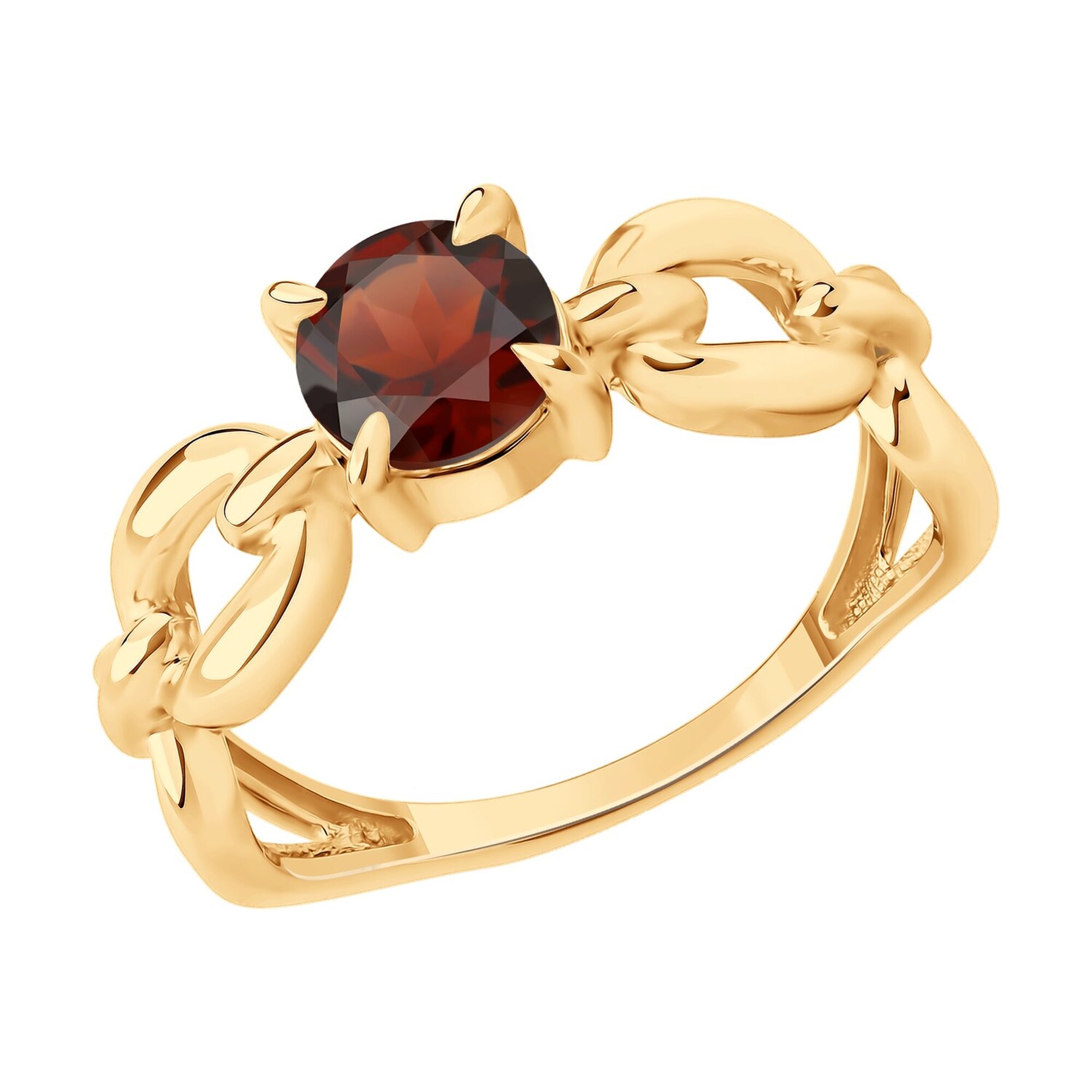 Кольцо, красное золото, 585 проба, гранат