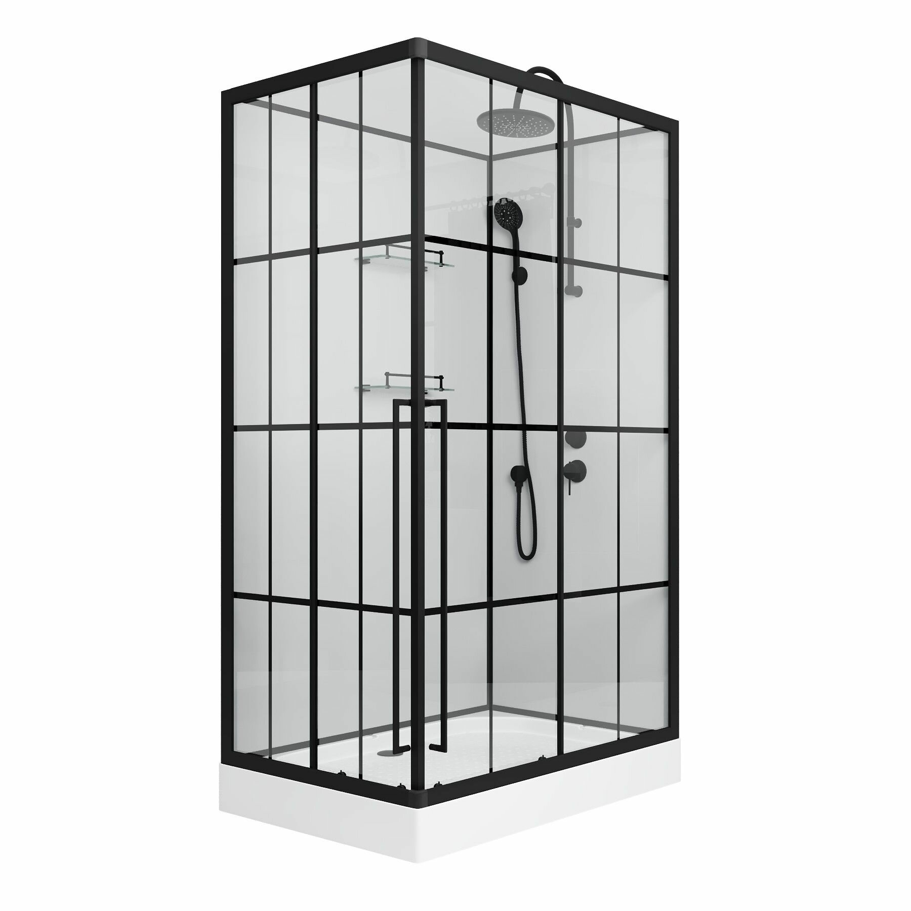 Душевая кабина Niagara Standart ST120/80/15QR/KL/BKT (120х80х225) поддон низкий(15см), черный, стекло прозрачное,3 места