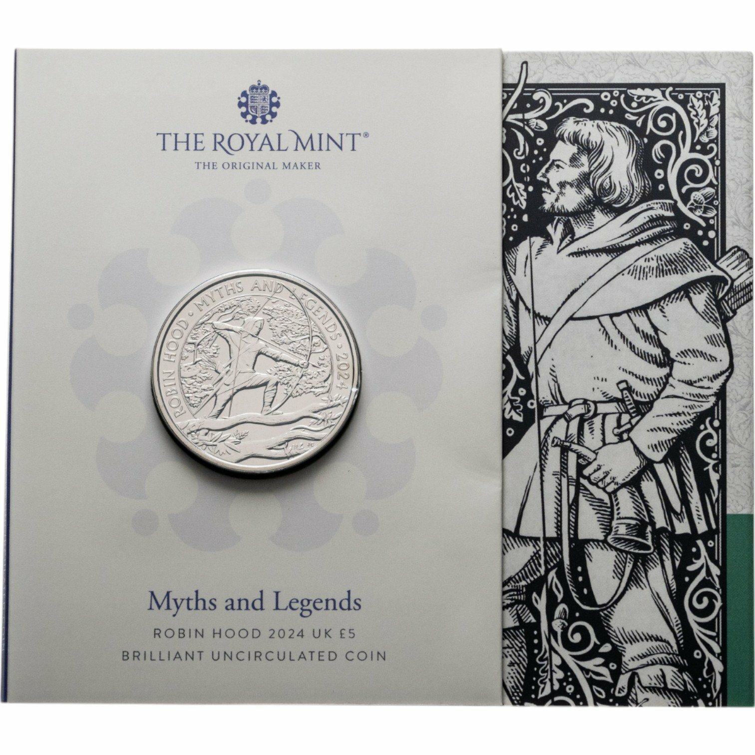 Великобритания 5 фунтов 2024 "Мифы и легенды - Робин Гуд", Мельхиор медь-никель, в сохранности BUNC