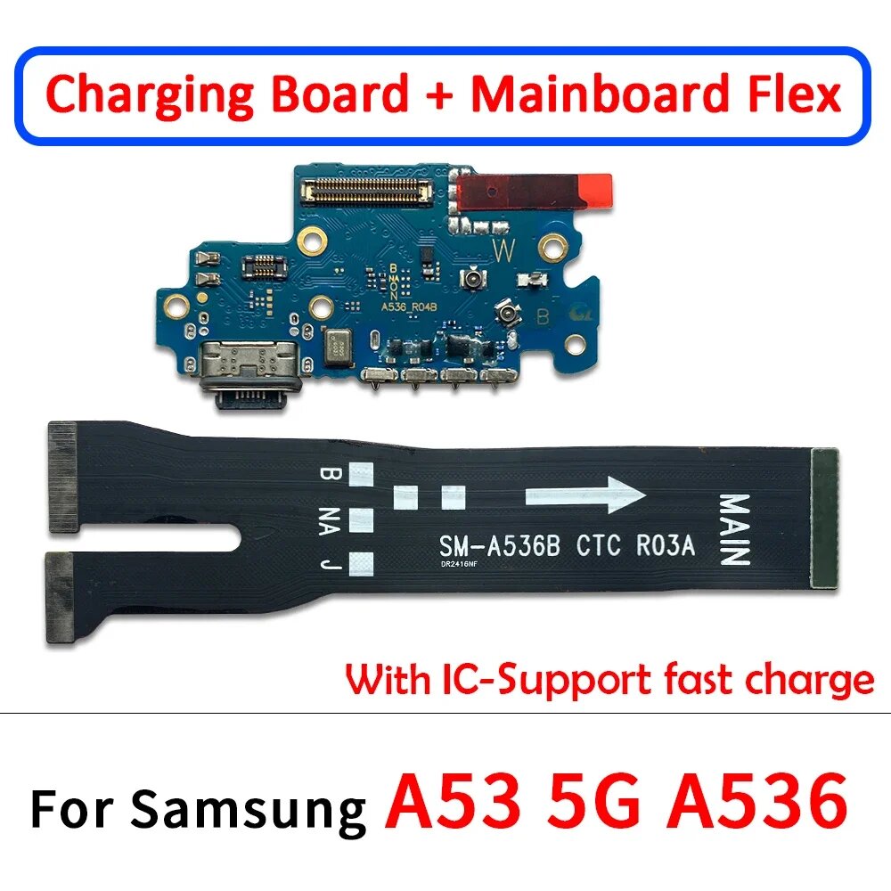 Для Samsung A33 A53 A72 A73 A72 A52 4G 5G USB с микропортовым зарядным устройством, док-станция, гибкий кабель с микрофоном IC, основная плата A53 5G A Set