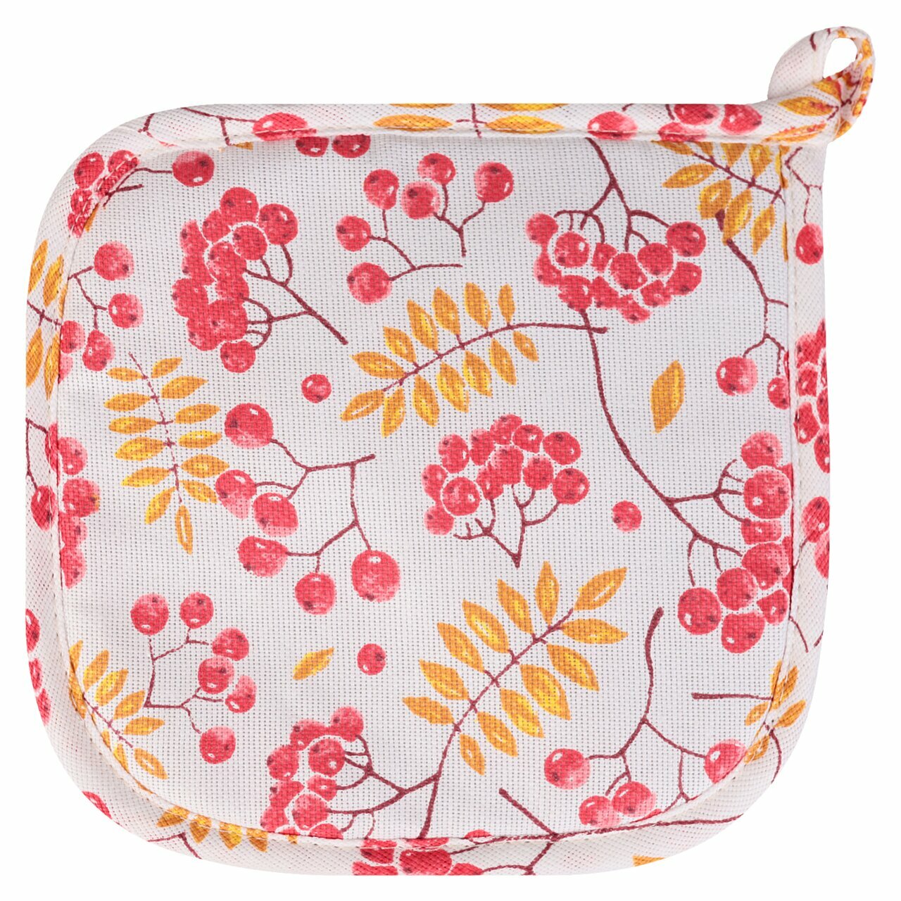 Хаски Home Прихватка кухонная Рябинка 18х18 см из рогожки с мягкой тканевой основой