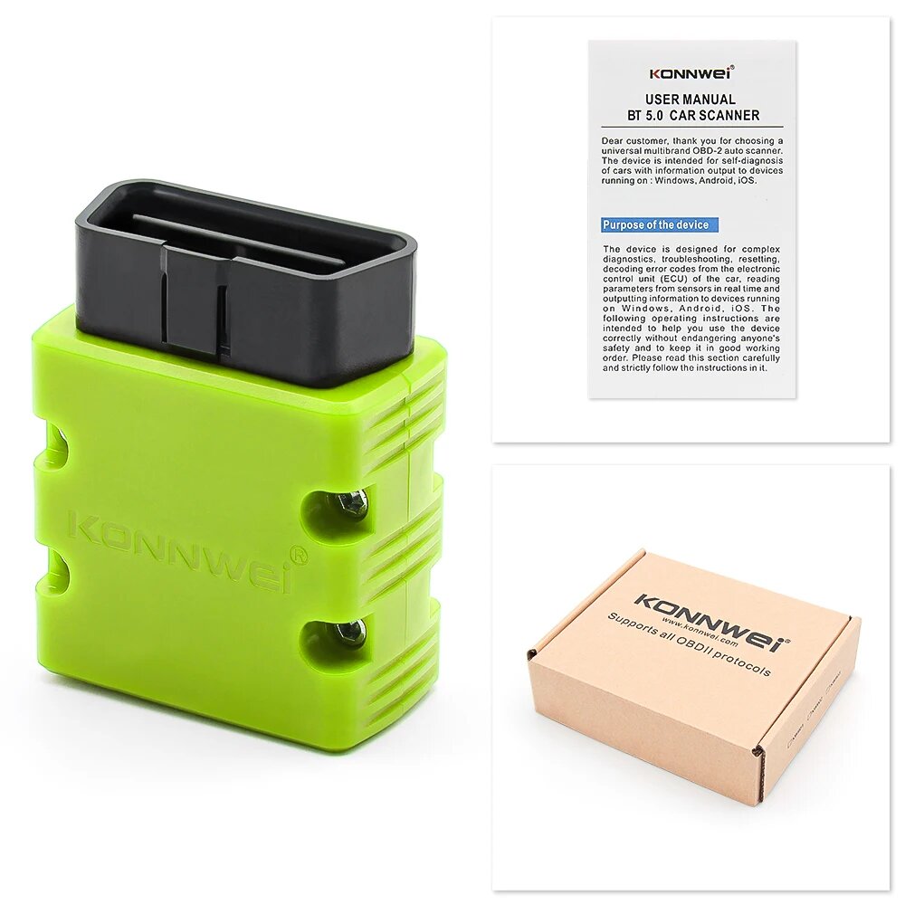 KONNWEI ELM327 V1.5 OBD2 сканер PIC18f25k80 Bluetooth-совместимый 5,0 для Android/IOS KW902 ELM327 V1 5, автоматический диагностический инструмент для автомобиля Green