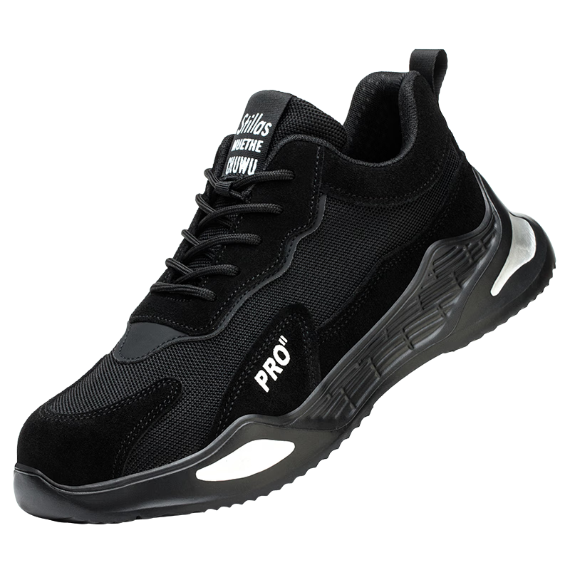 Twelve Lingzhi Labor Protection Shoes Men's Breathable Super Light Soft Anti-Smashing Anti-Stab Steel Toe Work Protective LA Function Safety Shoes 245 45