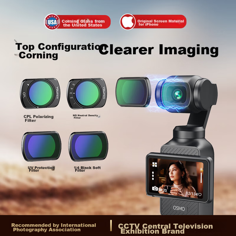 Yangfeisi Compatible with DJI Pocket 3 Filter Set, Pocket Camera DJI Accessories, Magnetic UV Filter, CPL Polarizing Filter, Black Soft 1/4 Beauty Soft Light Filter, Adjustable ND Filter, Lens Filter