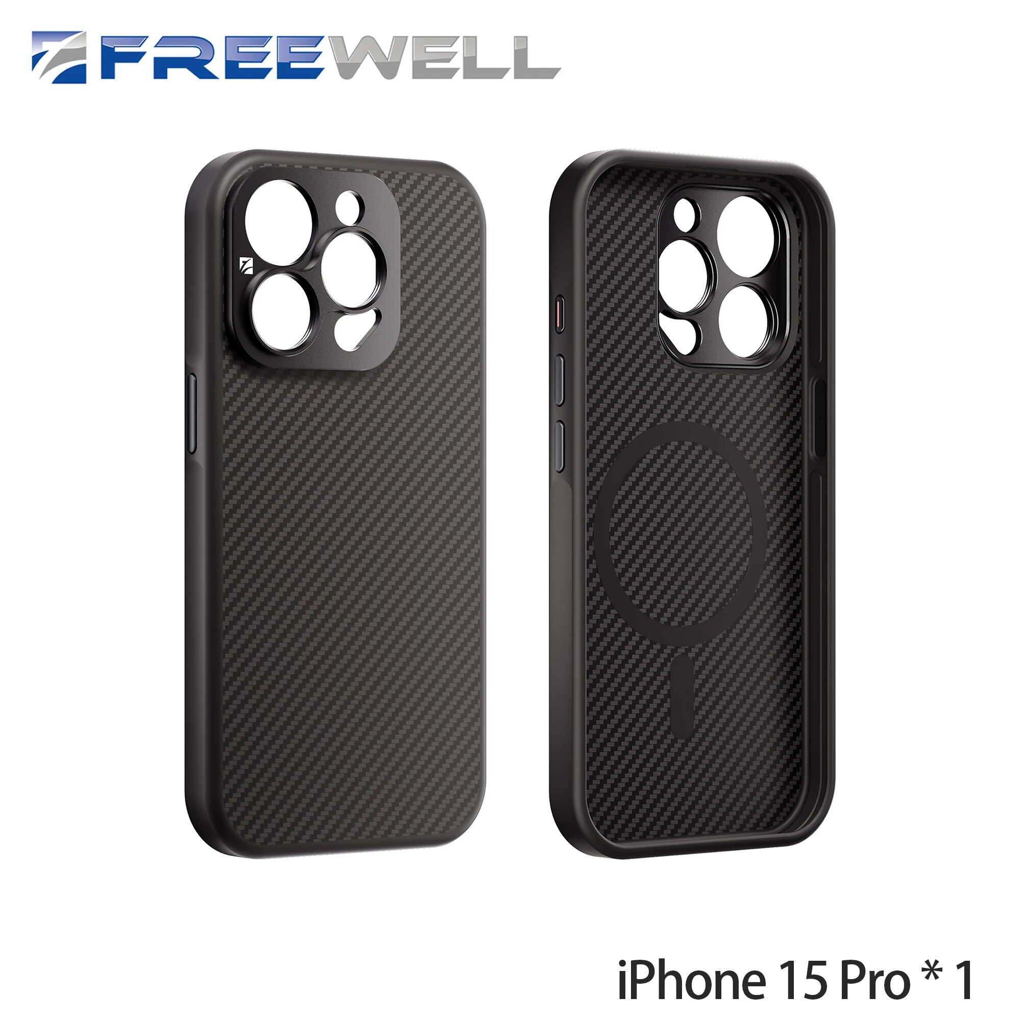 Чехол Freewell для iPhone 15 Pro, черный карбон