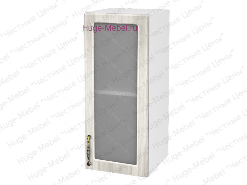 Кухонный шкаф верхний со стеклом 300 Юлия (сандал белый) Huge Mebel . Ширина 300 Высота 716. Кухонные шкафы