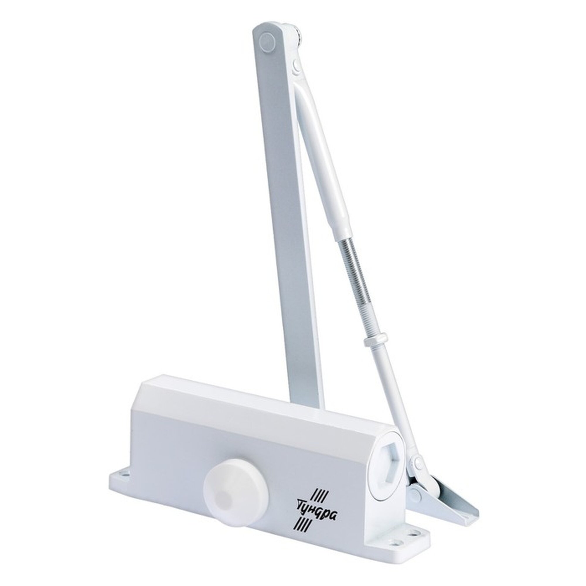 Доводчик дверной Тундра D80SL, для дверей до 80кг, монтажный размер 185x19мм, белый