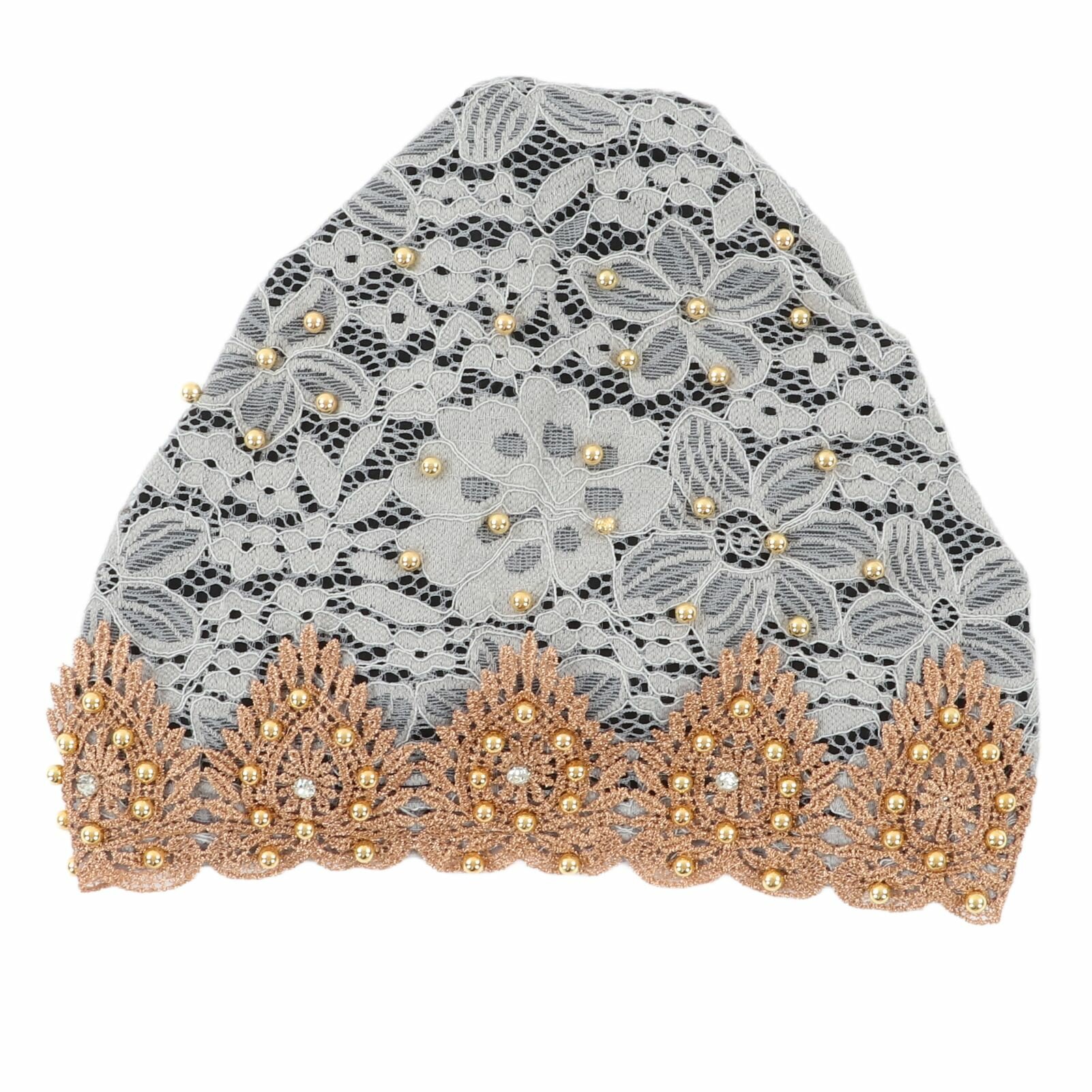 Мусульманская шляпа-тюрбан, серый, цветочный дизайн