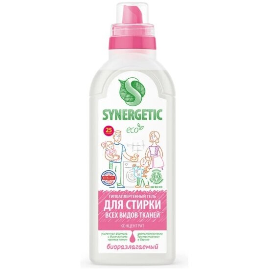 Гель для стирки Synergetic для всех видов тканей, универсальный, 750 мл