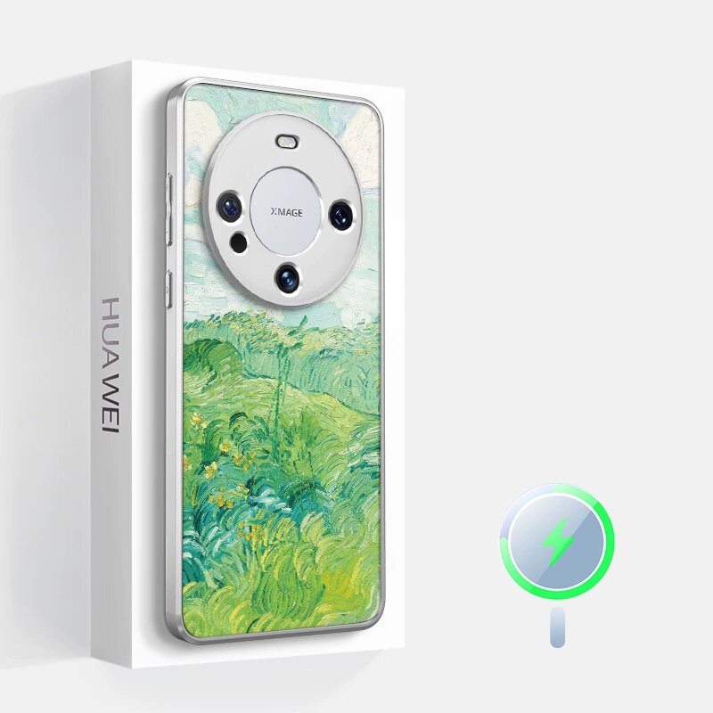 Силиконовый чехол с MagSafe для Huawei Mate 40 Pro зеленый «Поля» магнитный с 38 мощными магнитами