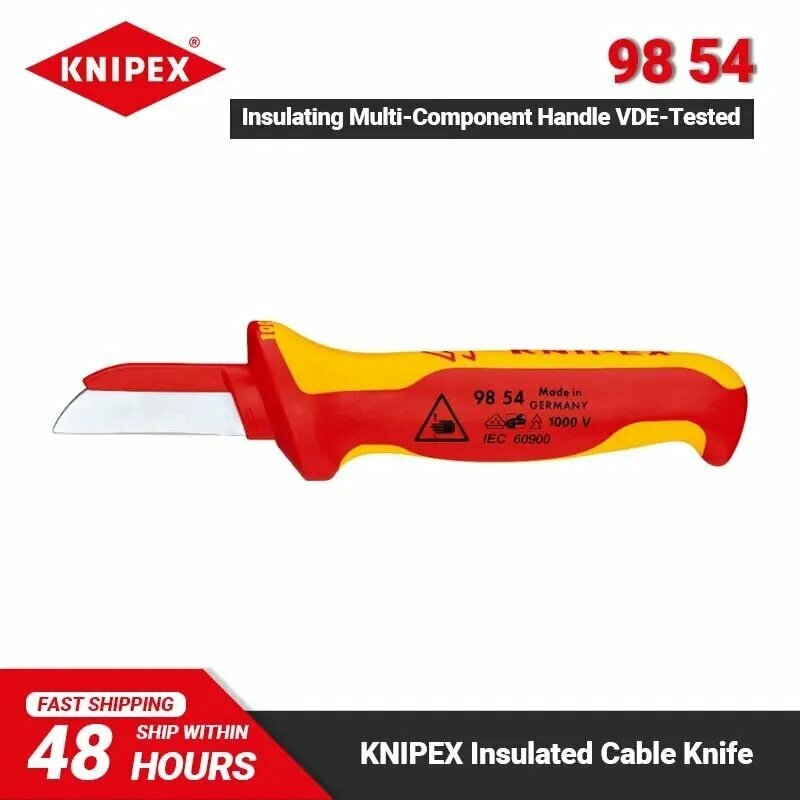 KNIPEX, кабелерез VDE с пяткой , 180 мм, нержавеющая сталь, хирургическая сталь, диэлектрическая рукоятка 2K 9854