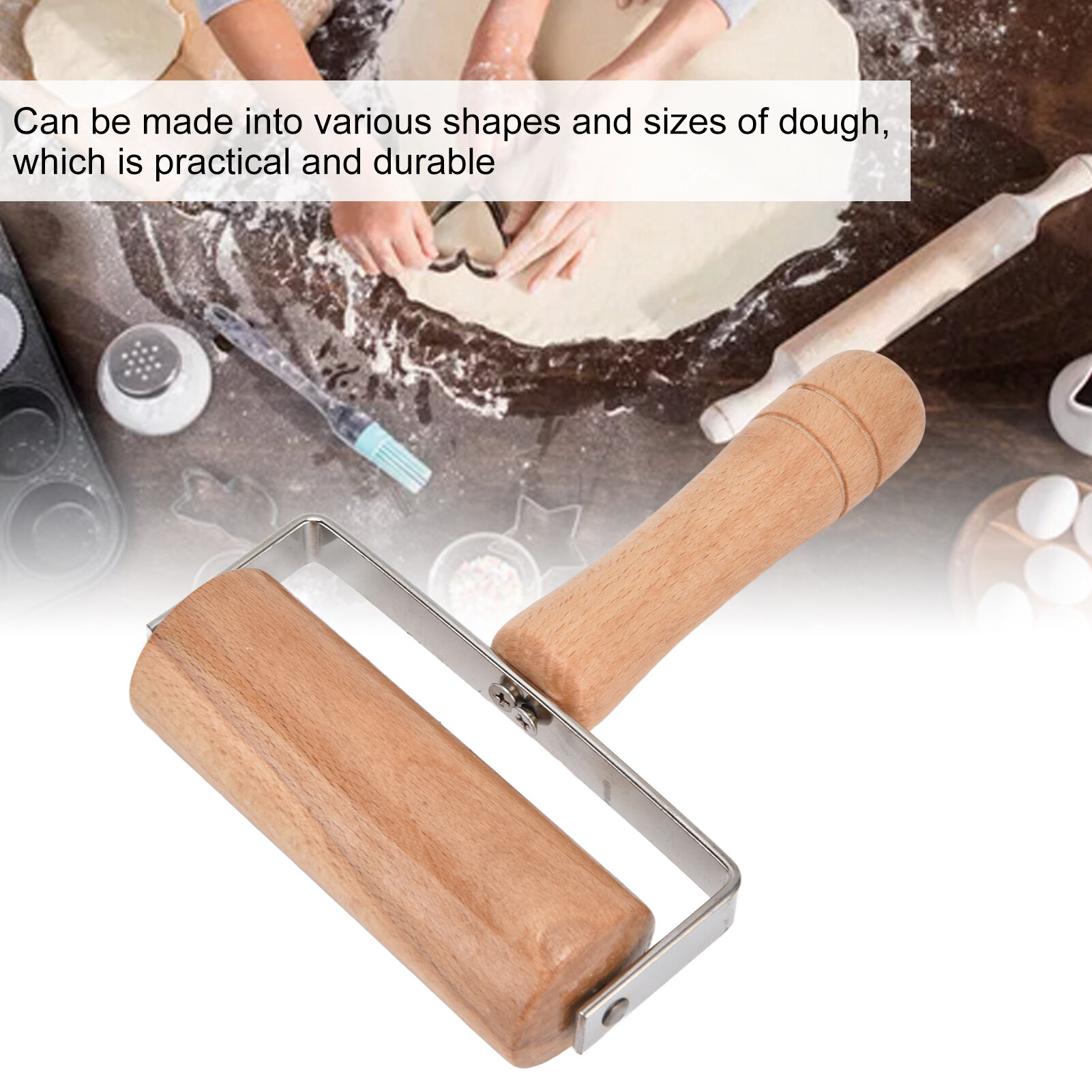 Ролик для пиццы, многофункциональный, для тонкой полировки, более гладкие поверхности, практичный деревянный ролик для выпечки пиццы для домашнего торта