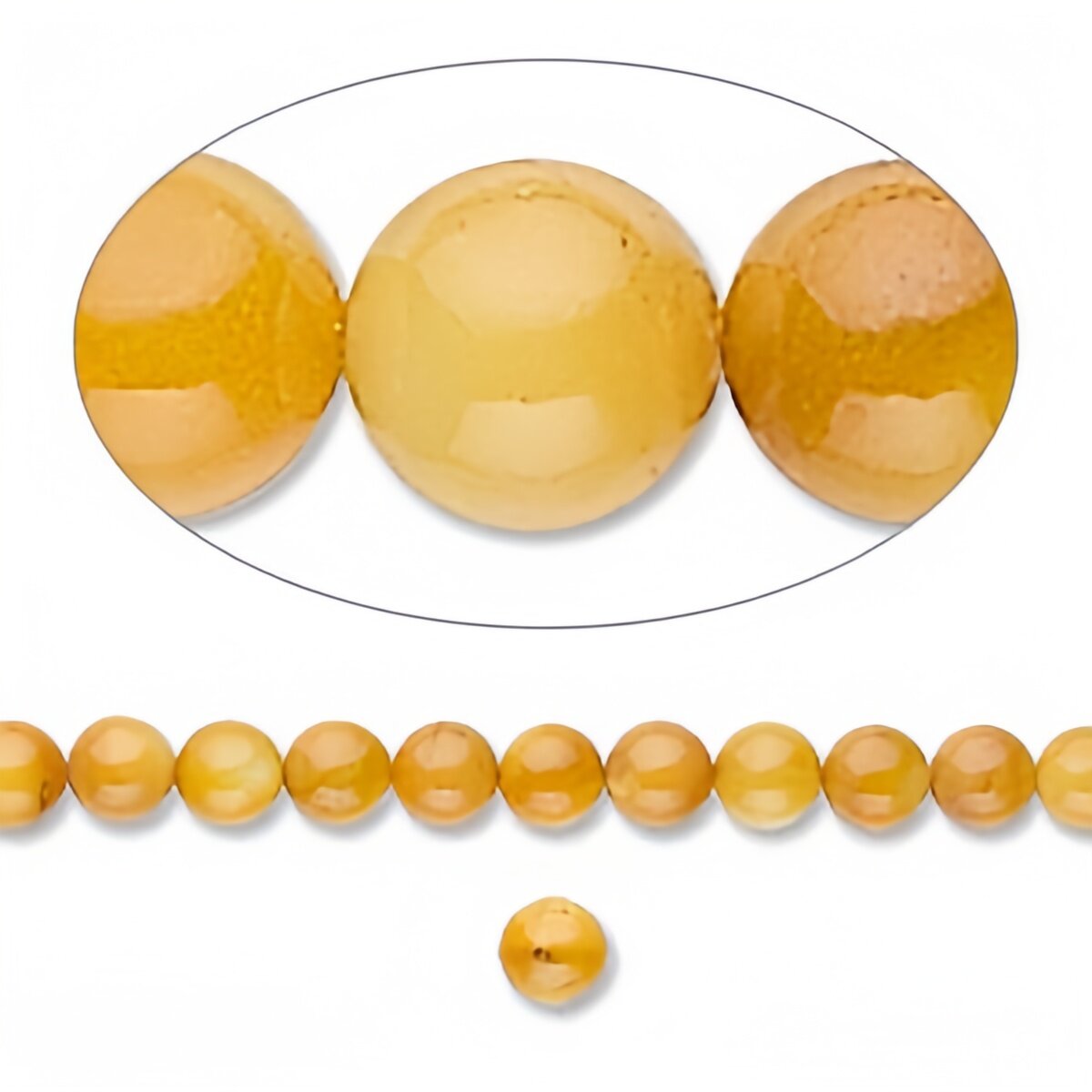 Бусина перламутр, 4мм, янтарного цвета, 1 шт.