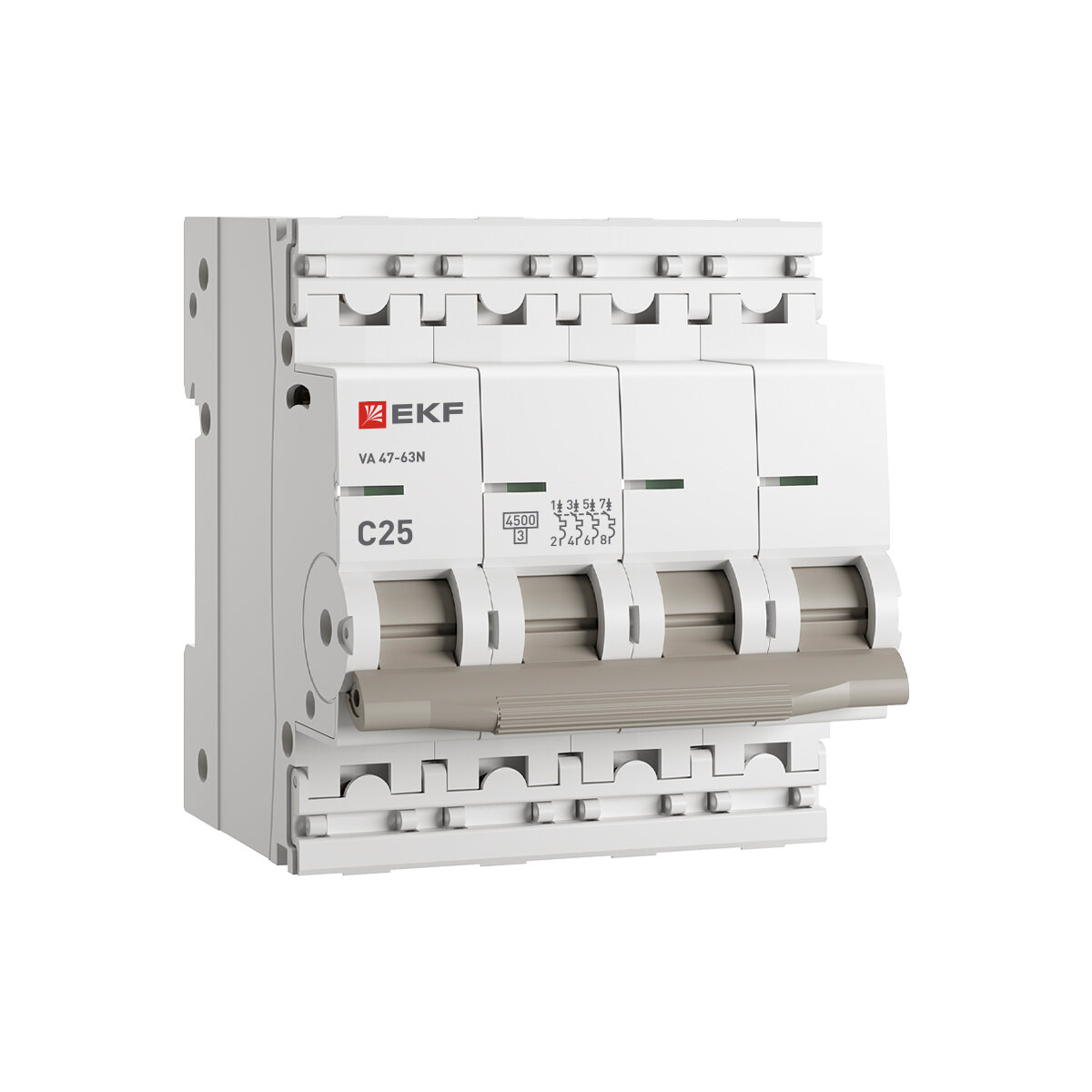 Выключатель автоматический четырехполюсный 4P 25А (C) 4.5kA ВА 47-63N M634425C PROXIMA EKF EKF M634425C