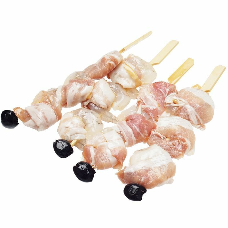 Шашлык из креветок в беконе 300г