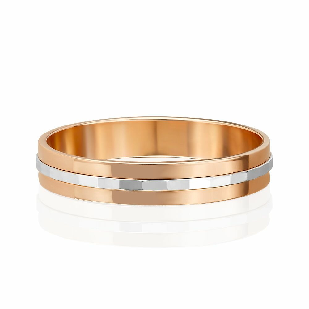 Кольцо обручальное, комбинированное золото, 585 проба, родирование