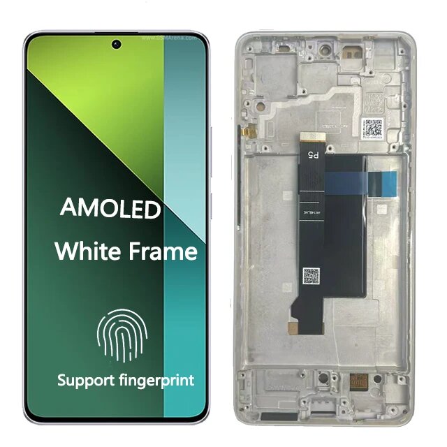 6,67 "ЖК-дисплей для Xiaomi Redmi Note 13 Pro 4G/5G ЖК-дисплей с цифровым 5G AMOLED White Fram