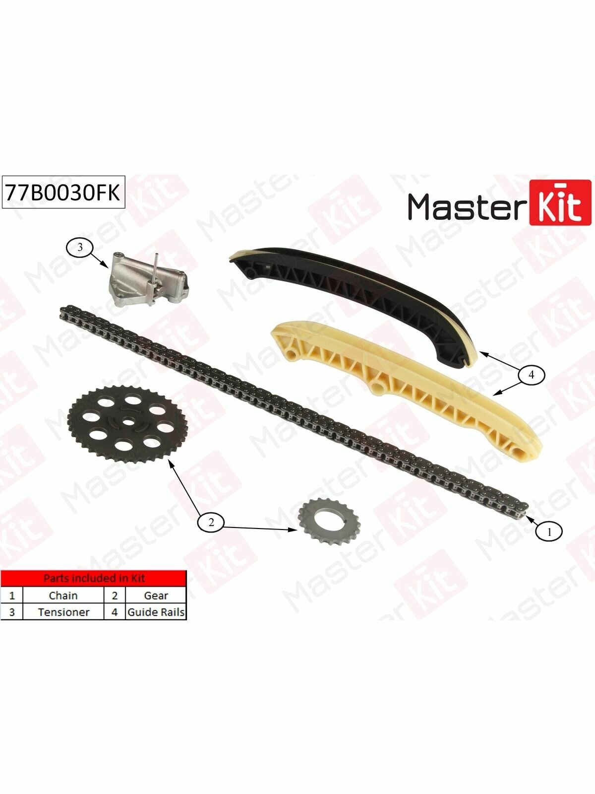 Комплект цепи ГРМ для а/м SKODA Fabia / Шкода Фабия, MASTERKIT 77B0030FK