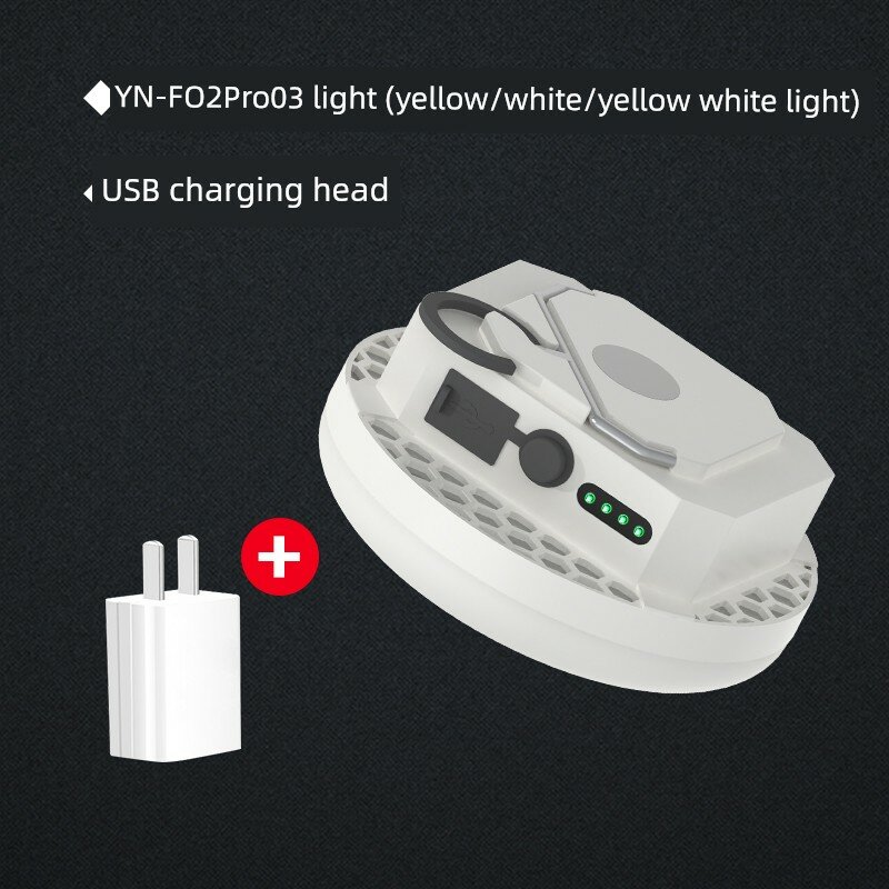 Yani F02 Pro наружный фонарь с двойным источником света желтый/белый и 2 аккумуляторами с зарядным устройством USB