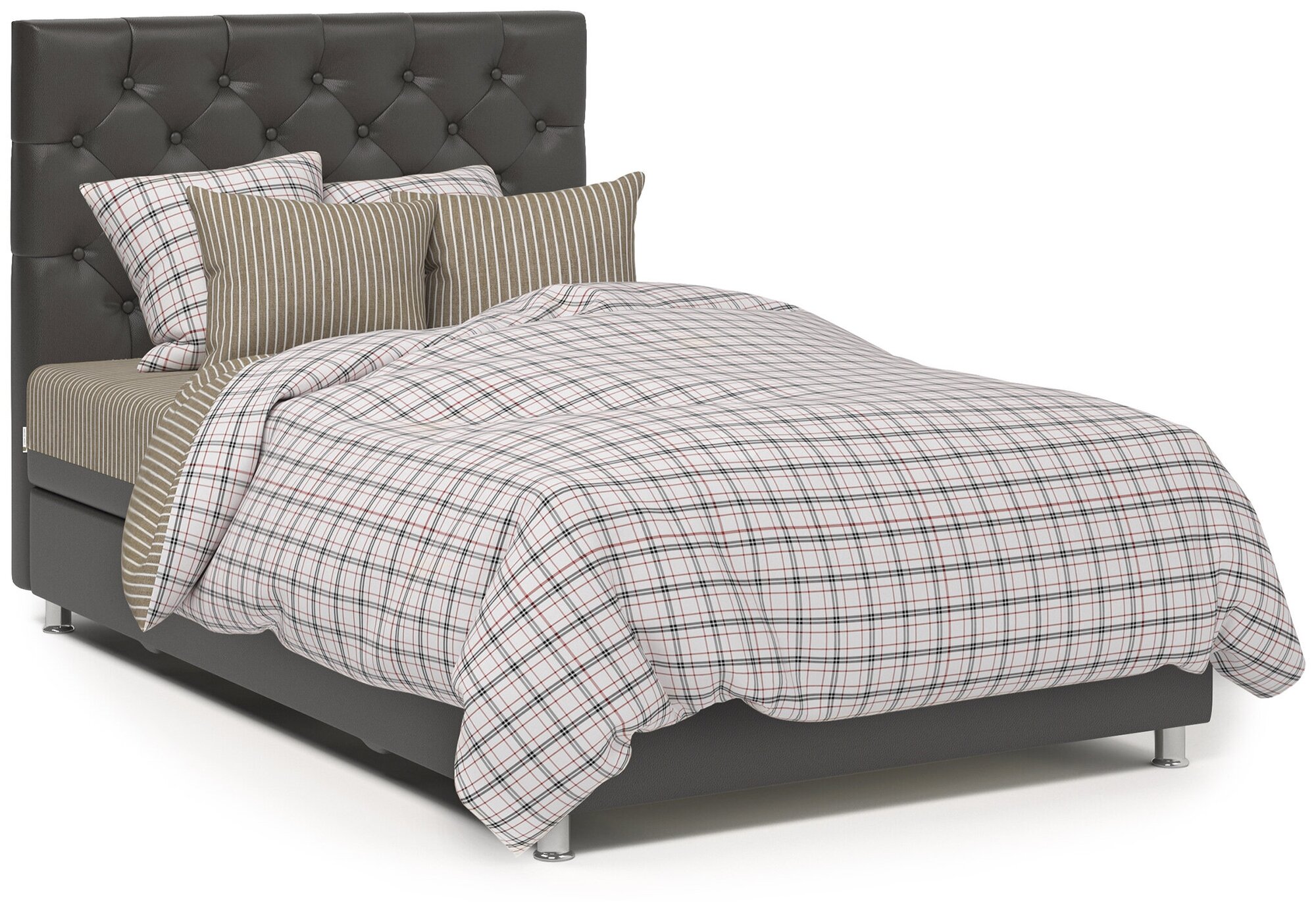 Кровать тахта Шармэль 90х198 см, с матрасом, подъемный механизм, Корфу беж и экокожа шоколад