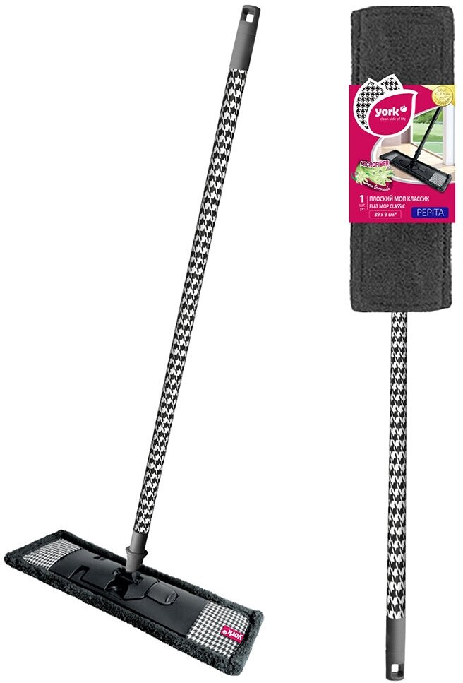 Швабра для пола York Стайл Классик Пепита, 130 см, черный/белый