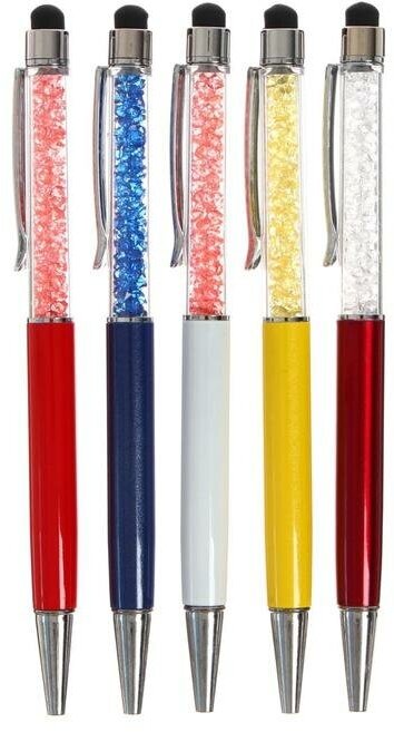 Ручка подарочная, шариковая, поворотный корпус, со стразами и стилусом, микс (12 шт)