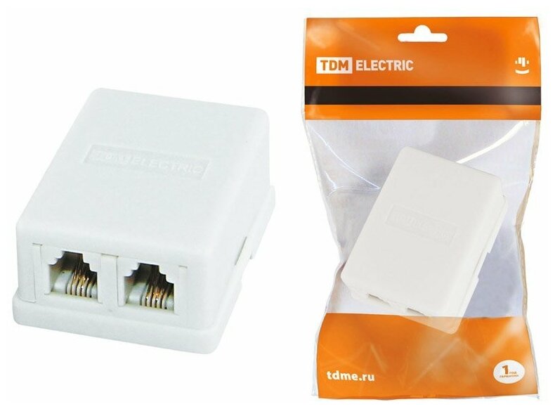 Телефонная розетка 2x6Р-4С TDM ELECTRIC {SQ1809-0002} (1 шт)