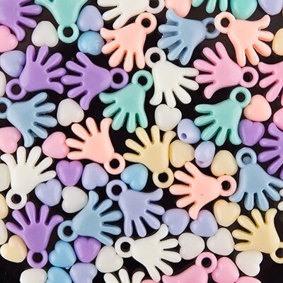 Наборы с бисером и бусами "Hobbius" "Ассорти" DFM-25 25 г №03 ладошки/сердечки