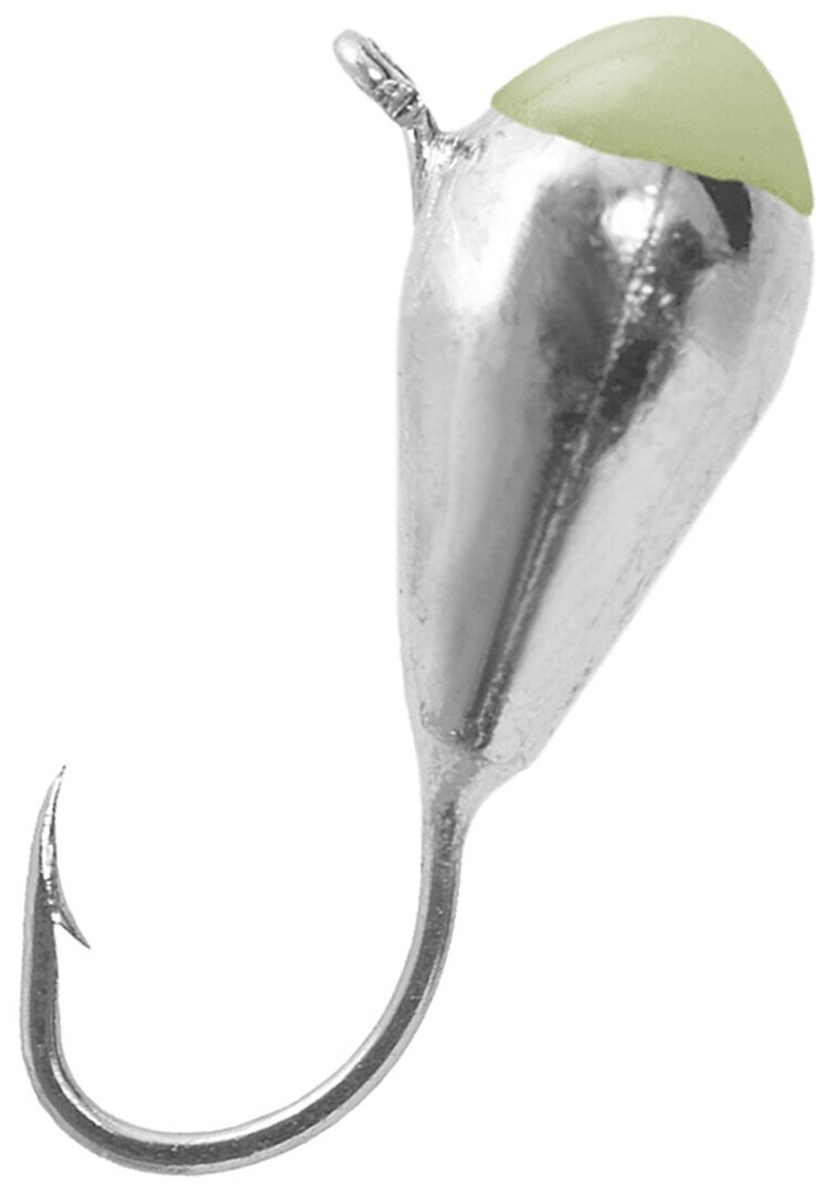 Мормышка вольфрамовая для рыбалки AQUA Капля с ушком и фосфорной каплей 3,2mm 0,49g №16 серебро 10шт