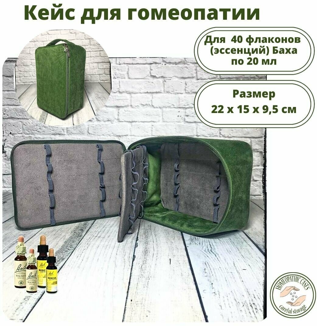 Аптечка, пенал, кейс для хранения и транспортировки эссенций Баха на 40 флаконов по 20 мл