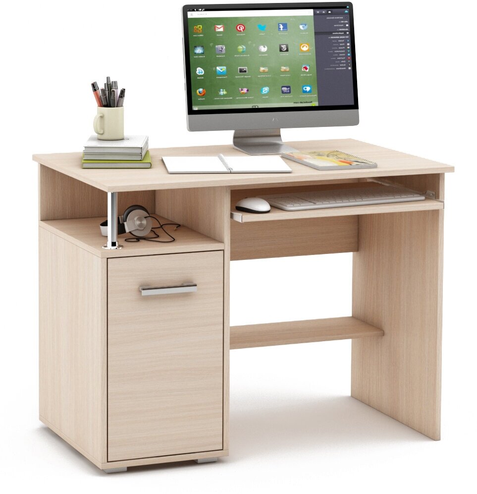 Стол компьютерный, стол письменный Амбер (Реал) 2К Дуб молочный