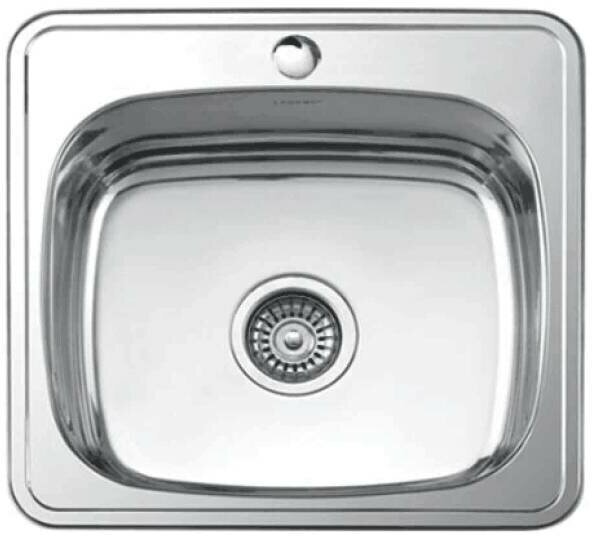 Мойка врезная Глянцевая 480х480х180мм сталь нержавеющая с сифоном выпуск 3 1/2" Ledeme L94848